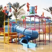 China Fiberglass Kids Splash Water Playground With Open Straight Water Slide for sale