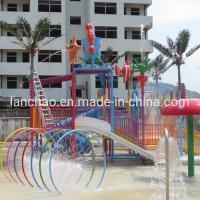 China Fiberglass Kids Splash Water Playground With Open Straight Water Slide for sale
