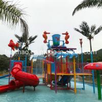 China Fiberglass Kids Splash Water Playground With Open Straight Water Slide for sale