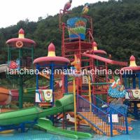 China Colorful Large Water Park Equipment Fiberglass Water Play House for sale