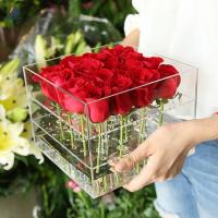 China Home Organization Flower Rose Acrylic Storage Box Easy Clean Customized Thickness for sale