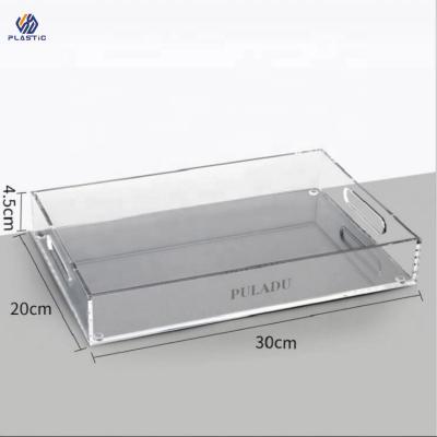 China OEM Logo Acrylic Desk Organizer Tray Modern Clear Acrylic Organizer Box for sale