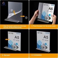 China T Style Clear Acrylic Table Top Sign Holder Acrylic Notice Stands Double Sided for sale