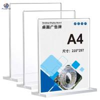 China T Style Clear Acrylic Table Top Sign Holder Acrylic Notice Stands Double Sided for sale