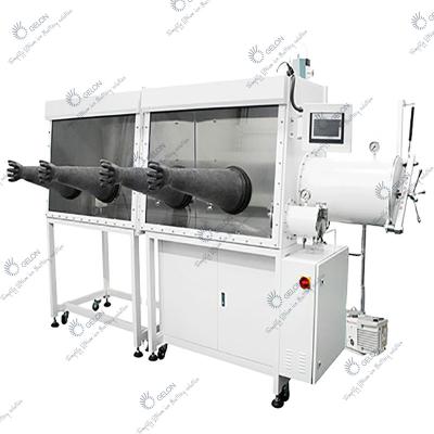 China Gelon Single-Side Double Workstation Glove Box with <1ppm H₂O/O₂ Inert Atmosphere, Stainless Steel 304 Construction, and PLC Control for Battery R&D for sale