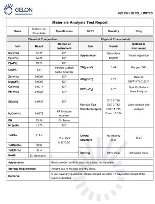 China NFPP Sodium Iron Ortho-Pyrophosphate Na4Fe3(PO4)2P2O7 Cathode Material with Long Cycle Life High Compaction Density and Excellent Thermal Stability for sale