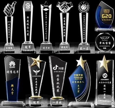 China HBL High Grade Cheap Custom Shape Blank K9 Glass Trophy Crystal Award Crystal Glass Awards Trophies for sale