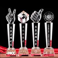China Honor Of Crystal Cheap Wholesale K9 Blank Awards Custom 3d Laser Engrving Crystal Glass Trophies For Business Gift for sale