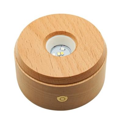 China Crystal LED Lamp Holder Colorful Rotating Base Luminous Display Crystal Handicraft Lamp Holder for sale