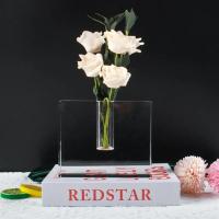 China Wedding Table Decoration Tabletop Vase Rectangle Shaped Clear Crystal Glass Vase Crystal Flower Vase for sale