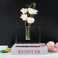 China Wedding Table Decoration Tabletop Vase Rectangle Shaped Clear Crystal Glass Vase Crystal Flower Vase for sale