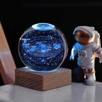 China Honor Of Crystal Wholesale 8cm 3d Laser Engraving Galaxy Touch Oem Customized Diy Boat Night Light for sale