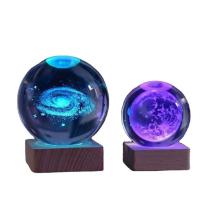 China Honor Of Crystal Wholesale 8cm 3d Laser Engraving Galaxy Touch Oem Customized Diy Boat Night Light for sale