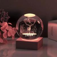 China Honor Of Crystal Wholesale 8cm 3d Laser Engraving Galaxy Touch Oem Customized Diy Boat Night Light for sale
