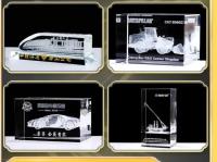 China Customized Laser Engraved Cube Glass Chinese Style Crystal Award Car Trophy Polished Souvenir Gift for sale