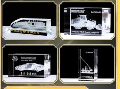 China Customized Laser Engraved Cube Glass Chinese Style Crystal Award Car Trophy Polished Souvenir Gift for sale