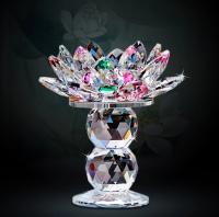 China Lotus Flower 2 Balls Crystal Candle Holders For Wedding Giveaway Gifts Crystal for sale