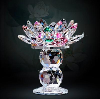 China Lotus Flower 2 Balls Crystal Candle Holders For Wedding Giveaway Gifts Crystal for sale