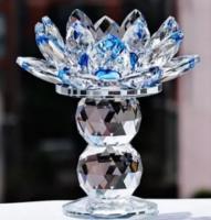 China Lotus Flower 2 Balls Crystal Candle Holders For Wedding Giveaway Gifts Crystal for sale