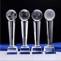 China Customized Crystal Glass Trophy With Ball On The Top for sale