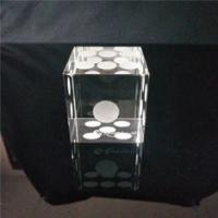 China Crystal Engraved Rose Birthday Gift Home Decor Sculpture Cube With LED Base for sale