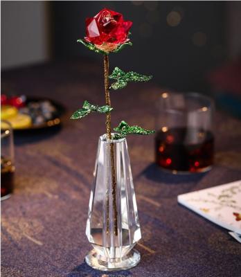 China Crystal Rose Gifts With Vase for sale