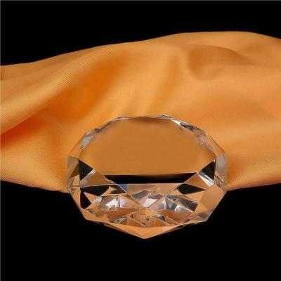 China Popular Faceted Cut Round Shape Crystal Paperweight With Engraved Logo for sale