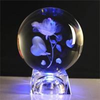 China Home Furnishings Led Crystal Crafts Clear Laser Engraving Crystal Ball Stand for sale
