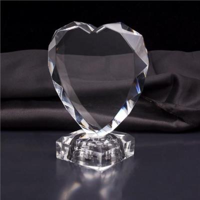 China K9 Crystal Trophy Glass Award Heart Shape With Base For D for sale