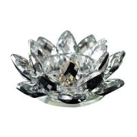 China Home Decoration 7 Colors Tea Light Buddhist Candlestick Glass Crystal Lotus Flower Candle Holder for sale