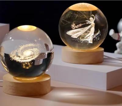 China Honor Of Crystal Solar System Galaxy Ball 3d Laser Transparent Crystal Ball With Led Light for sale