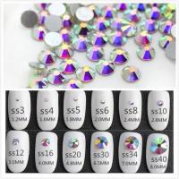 China New Decorations Perfect Cutting Surface Mix Size Coloyrful Crystal Glass Round 3D Nail Arts Rhinestones for sale