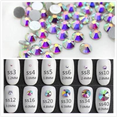 China New Decorations Perfect Cutting Surface Mix Size Coloyrful Crystal Glass Round 3D Nail Arts Rhinestones for sale