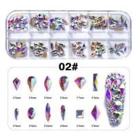 China New Decorations Perfect Cutting Surface Mix Size Coloyrful Crystal Glass Round 3D Nail Arts Rhinestones for sale