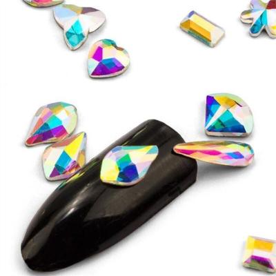 China Popular Multi Shape Nail Flatback Crystals Round AB Nail ... for sale