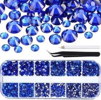 China Blue Round Non Hotfix Rhinestones Flat Back For Nail Art for sale