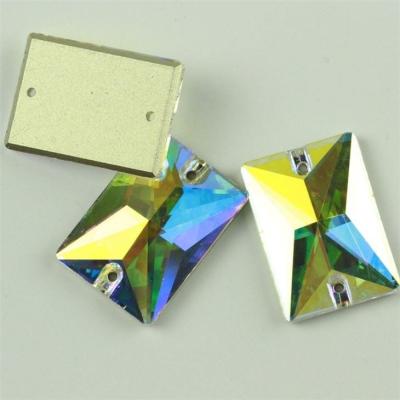 China Rectangle Clear And AB Hand Sewing Rhinestone for sale