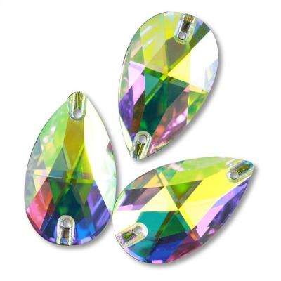 China Raindrop Shape Hand-stitched Double-hole Sew On Stones. for sale