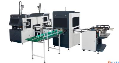 China Bi-Channel Intelligent Fully Automatic Rigid Box Making Machine For Wine Luxury Bottle Cuo Box for sale