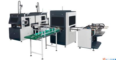 China Bi-Channel Smart Fully Automatic Rigid Box Making Machine For Wine Luxury Bottle Cuo Box for sale