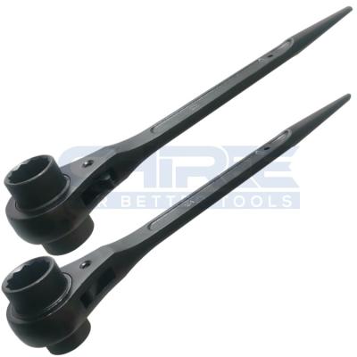 China Hot Sale Construction Spud Ratchets 22 x 24mm 360mm Scaffolding Podger Ratchet Wrench for Rigging Hand Tools for sale