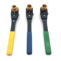 China Dual Sized Square Socket Distribution Lineman's Ratcheting Wrench with Soft Grip Handle for sale