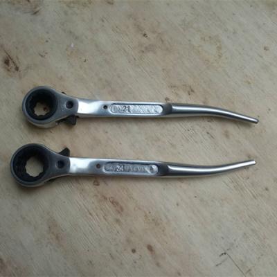 China Cranked Taper End Reversible Bi-hex Two Sized Socket 21mm 24mm Scaffolding Ratchet Podger Wrench Spanner for sale