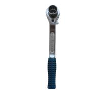 China Plastic Handle All Zinc-plated Double Ratcheting Sockets 19mm 22mm Scaffold Ratchet Spanner for sale