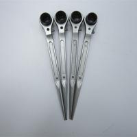 China 12in Long Carbon Steel Pointed Handle Scaffold Podger Ratchet Wrench 19mm 22mm Double Size Socket Ratchet for sale