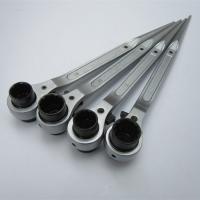 China 12in Long Carbon Steel Pointed Handle Scaffold Podger Ratchet Wrench 19mm 22mm Double Size Socket Ratchet for sale