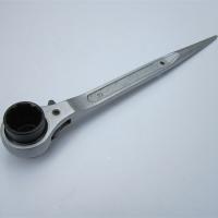 China 12in Long Carbon Steel Pointed Handle Scaffold Podger Ratchet Wrench 19mm 22mm Double Size Socket Ratchet for sale