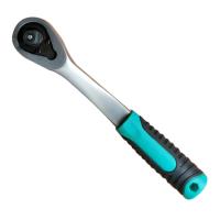 China DIN 3122 Hand Tools Square 1/2in Drive Socket 90 Teeth Ratchet Wrenches with Soft Grip Handle Screwless Design for sale