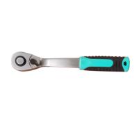 China Rubber Handle Square Drive Socket Wrenches Pear Head Shaped Ratchet Spanner 90 Teeth with Quick Release Button for sale