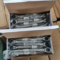 China Chrome Vanadium Steel Cold Forged 12 Points Double Sizes Socket 19mm 22mm 650Nm Germany Scaffold Grip Ratchet Wrench for sale